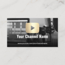 Youtube Channel Custom Photo Modern Gold Youtuber Business Card | Zazzle