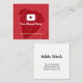 Youtube Channel Custom Red Photo Youtuber Square Business Card | Zazzle