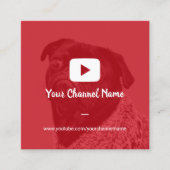 Youtube Channel Custom Red Photo Youtuber Square Business Card | Zazzle