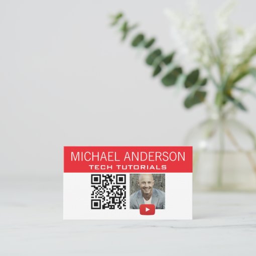 YouTube Channel Logo and QR Code | Modern YouTuber Business Card | Zazzle