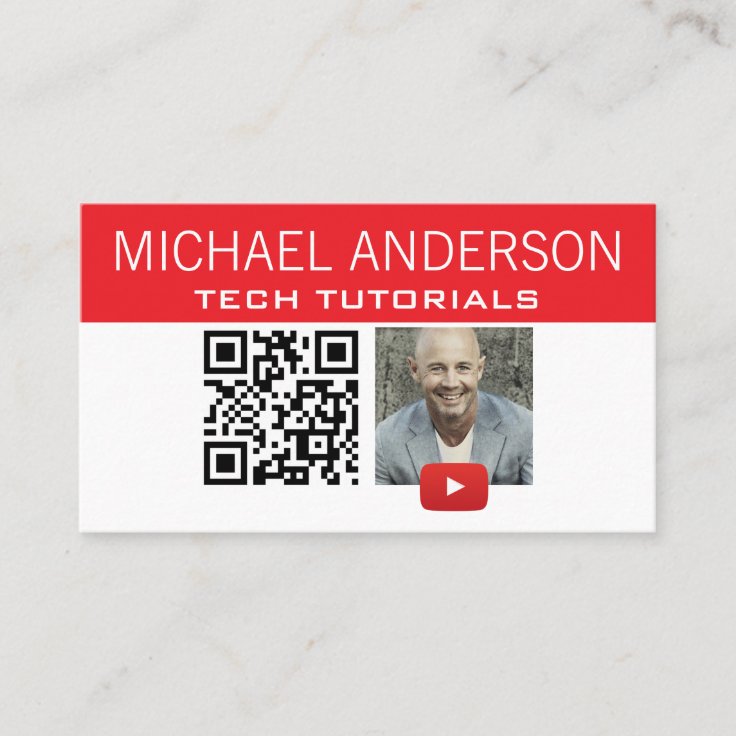 YouTube Channel Logo and QR Code | Modern YouTuber Business Card | Zazzle