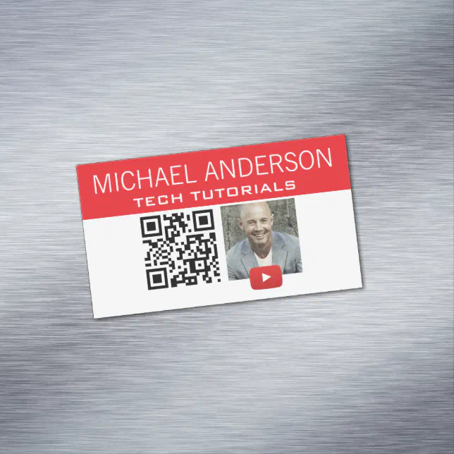 YouTube Channel Logo and QR Code | Modern YouTuber Business Card Magnet ...
