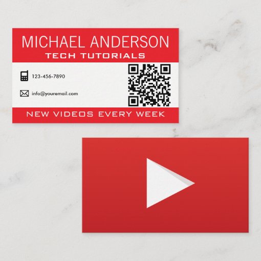 YouTube Channel | Professional YouTuber Business Card | Zazzle
