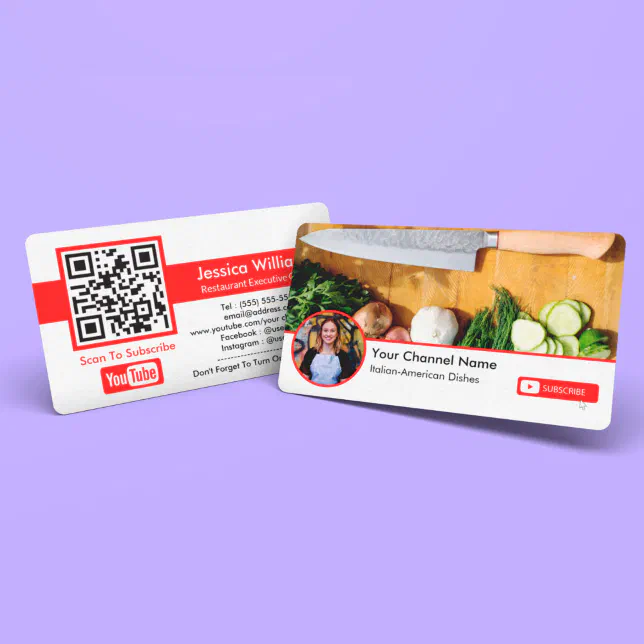 Youtube Channel With QR Code And Profile Photo Business Card | Zazzle