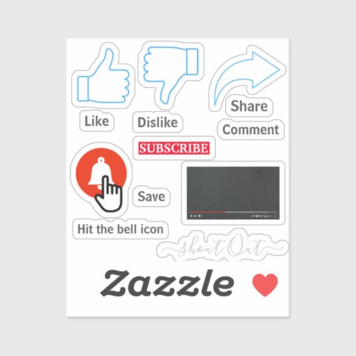youTube icons stickers Custom-Cut Vinyl Sticker | Zazzle