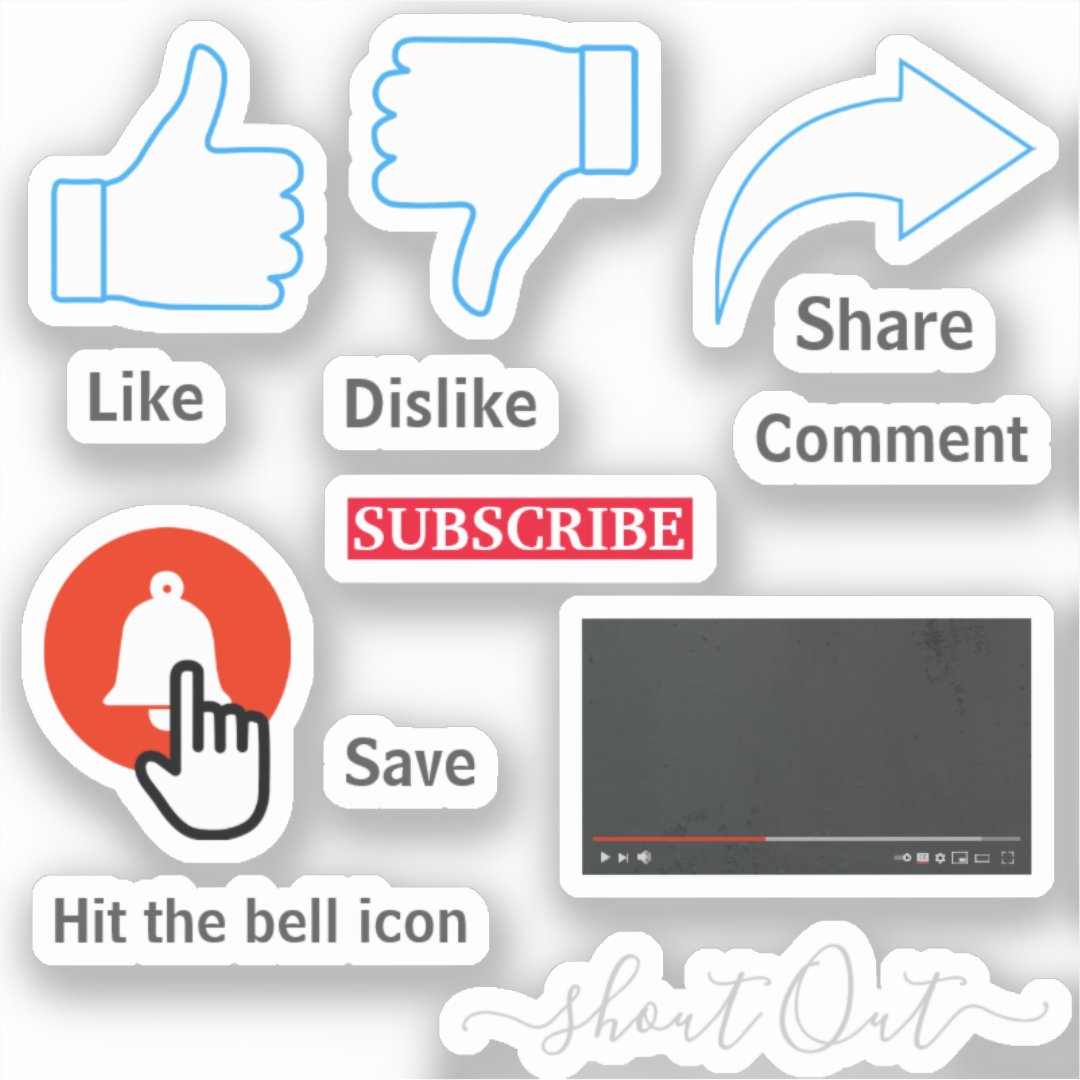 youTube icons stickers Custom-Cut Vinyl Sticker | Zazzle