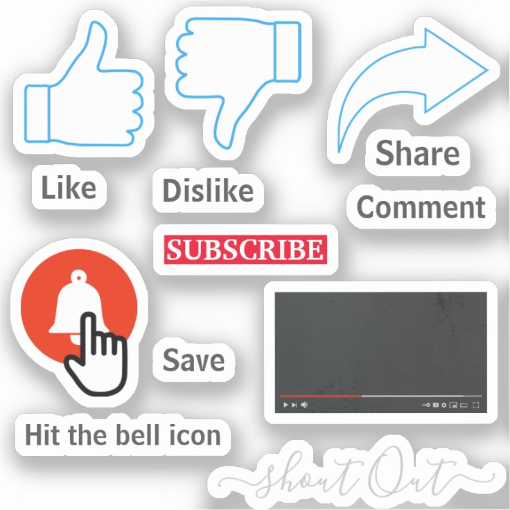 youTube icons stickers Custom-Cut Vinyl Sticker | Zazzle