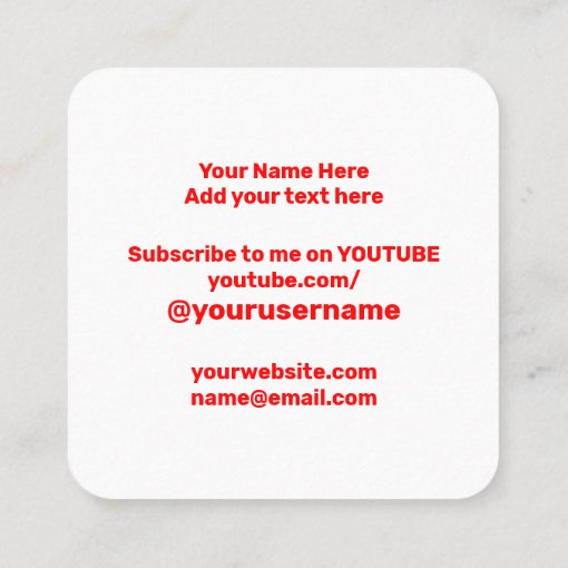 Youtube logo social media red and white promo calling card | Zazzle