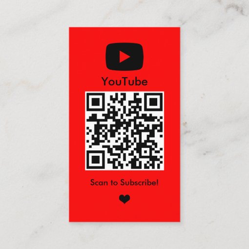 YouTube Red Influencer Vlogger Creator QR Code Business Card | Zazzle