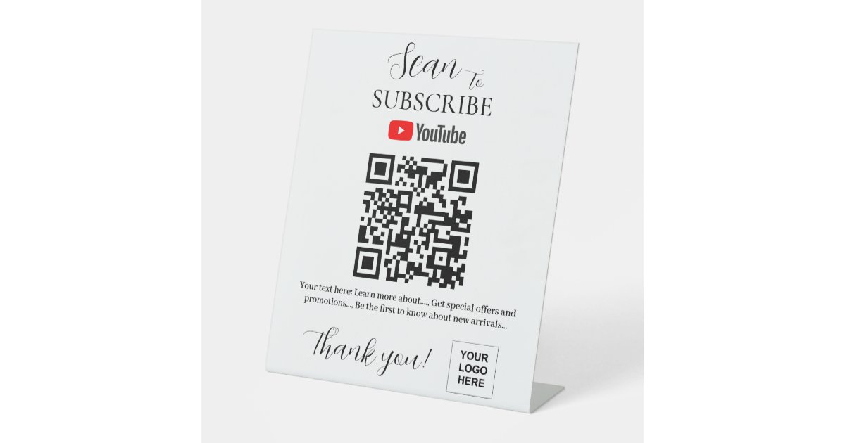 Youtube Subscribe QR code Pedestal Sign | Zazzle