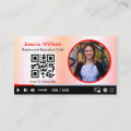 Youtube Vlogger Channel With QR Code Gradient Pink Business Card | Zazzle