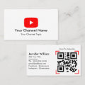 Youtube Vlogger Channel With QR Code Minimalist Business Card | Zazzle