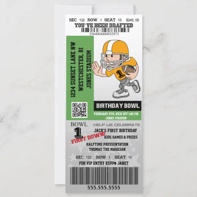 You've Been Drafted Football Baby First Birthday Invitation | Zazzle