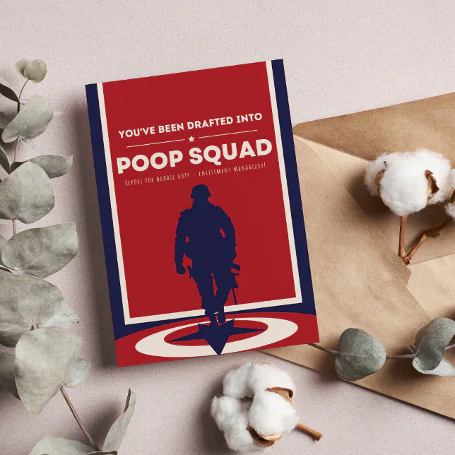 You've been drafted into Poop Squad - Pregnancy Card | Zazzle