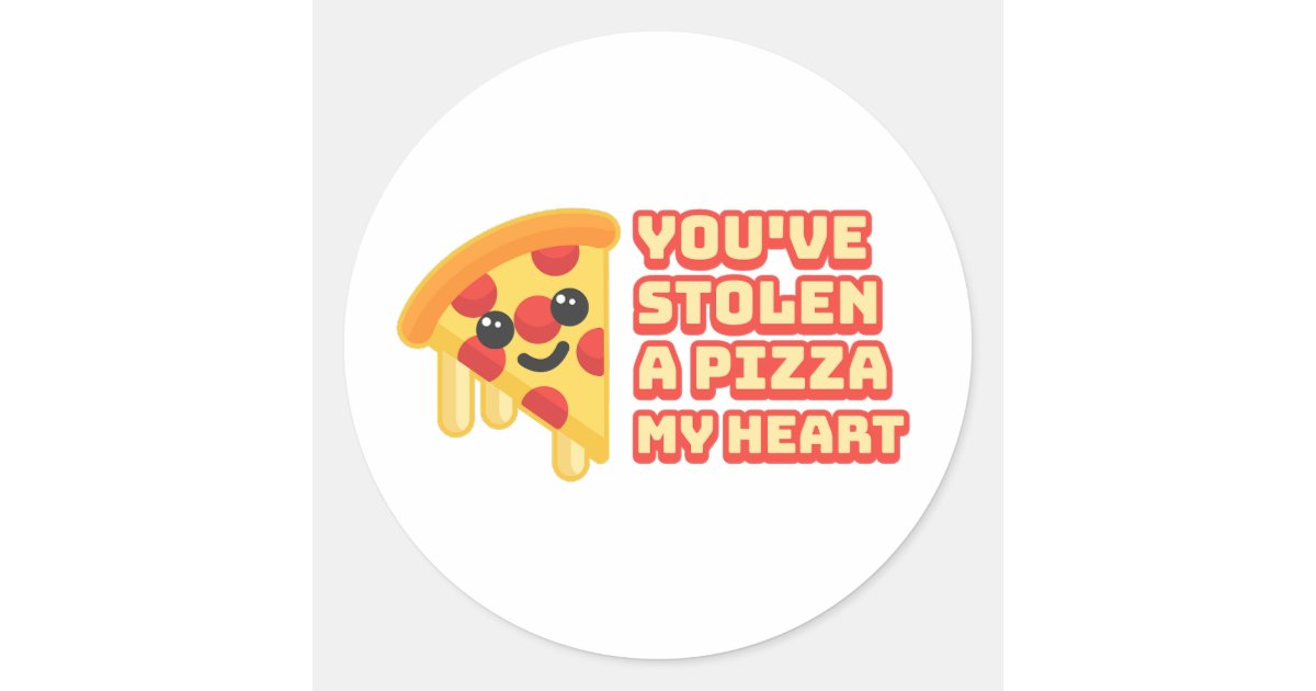 You've Stolen a Pizza my Heart! Cute Pizza Cartoon Classic Round ...
