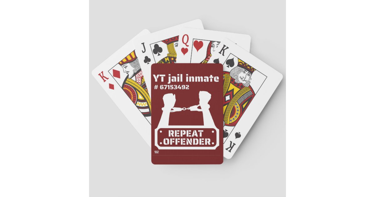 "YT JAIL INMATE" funny prison inmate Poker Cards | Zazzle