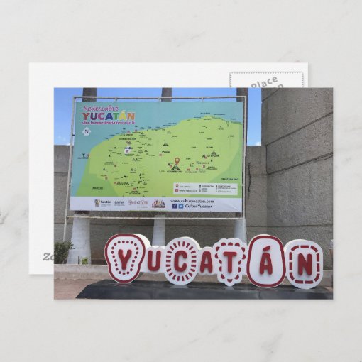 Yucatan Sign and Map, Mexico Postcard | Zazzle