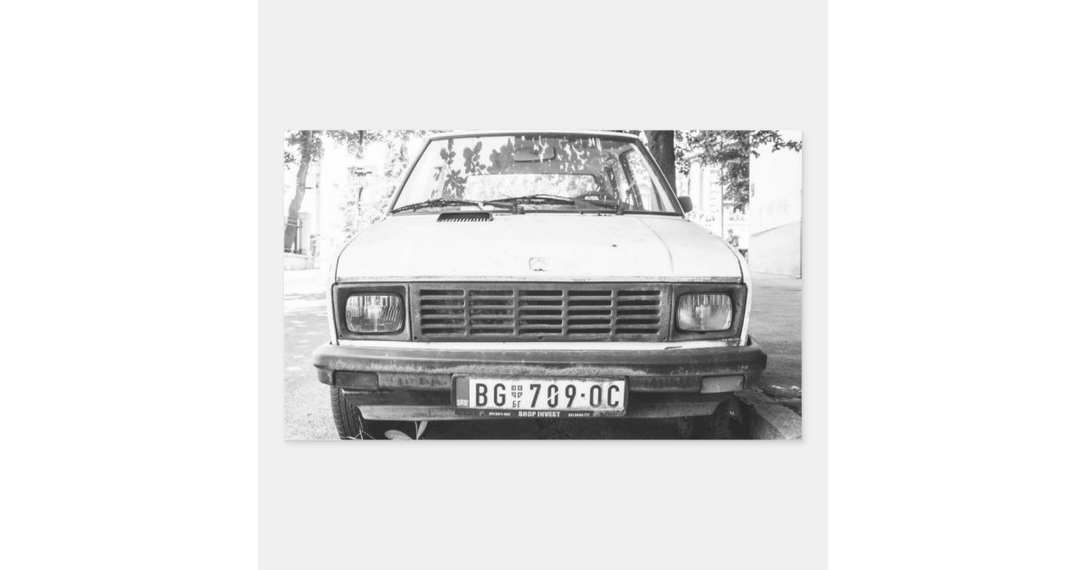 Yugo, old yugoslavian car rectangular sticker | Zazzle