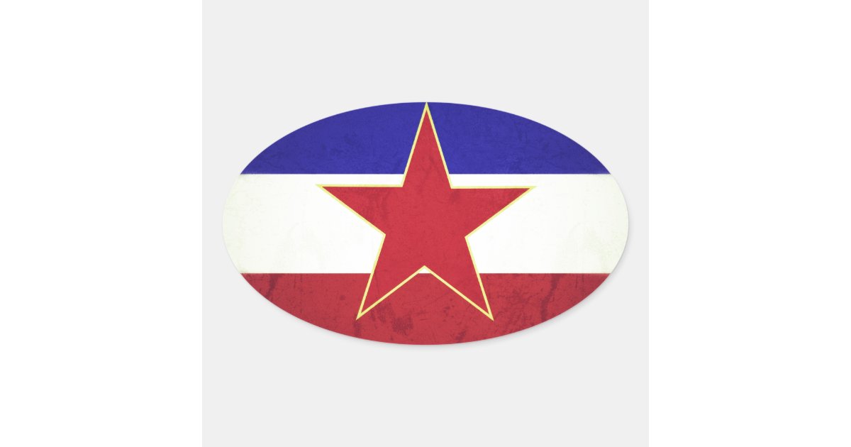 Yugoslavia flag oval sticker | Zazzle