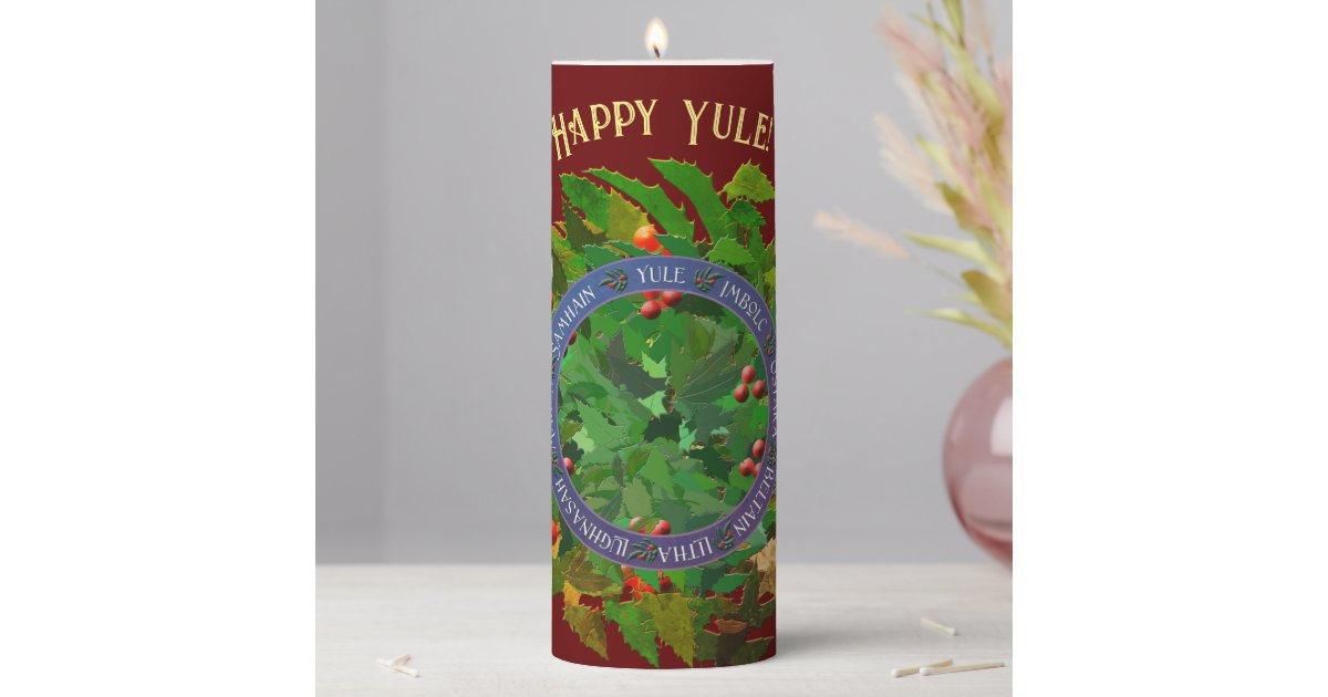 Yule Wheel of the Year Pillar Candle | Zazzle