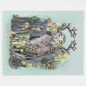 Yule Winter Solstice Barn Owl With Runes Fleece Blanket | Zazzle