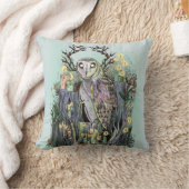 Yule Winter Solstice Barn Owl With Runes Throw Pillow | Zazzle