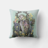Yule Winter Solstice Barn Owl With Runes Throw Pillow | Zazzle