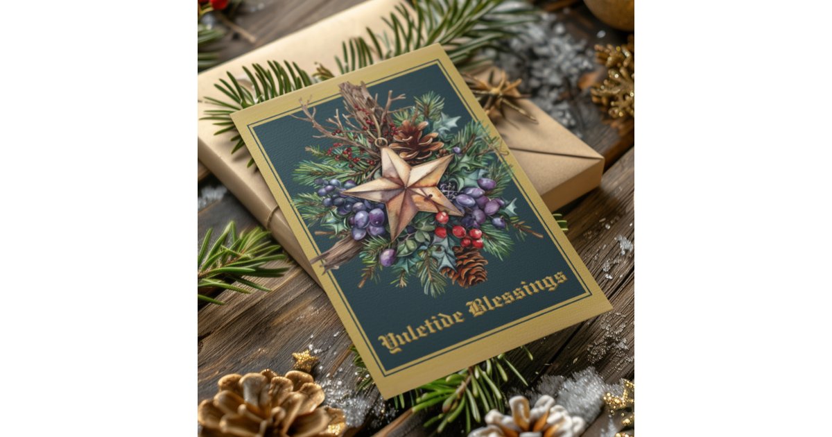 Yuletide Blessings Winter Solstice Holiday Card | Zazzle