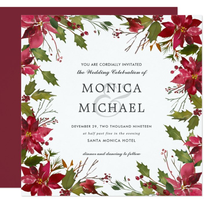 Yuletide | Botanical winter Christmas Wedding Invitation | Zazzle.com