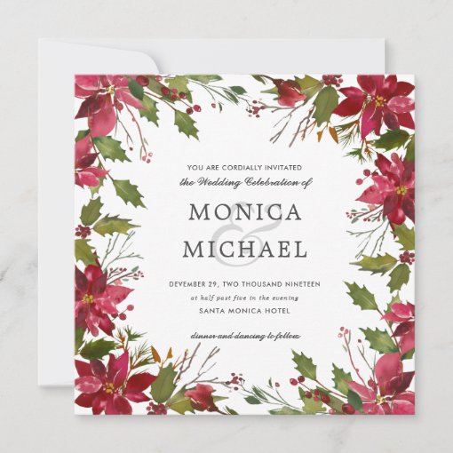 Yuletide | Botanical winter Christmas Wedding Invitation | Zazzle