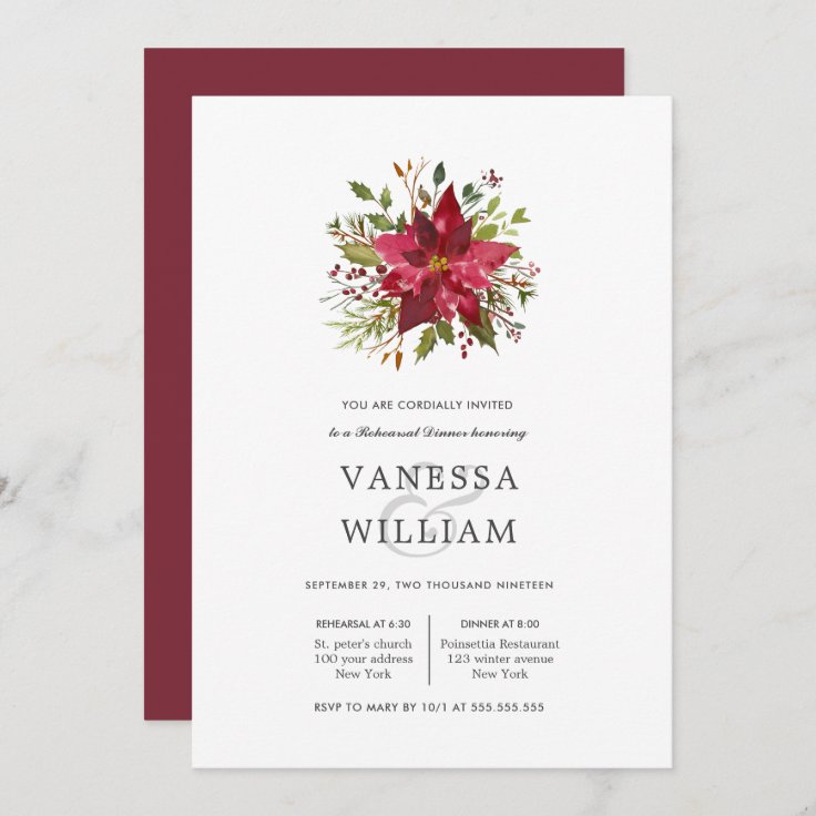 Yuletide | Christmas Wedding Rehearsal Dinner Invitation | Zazzle