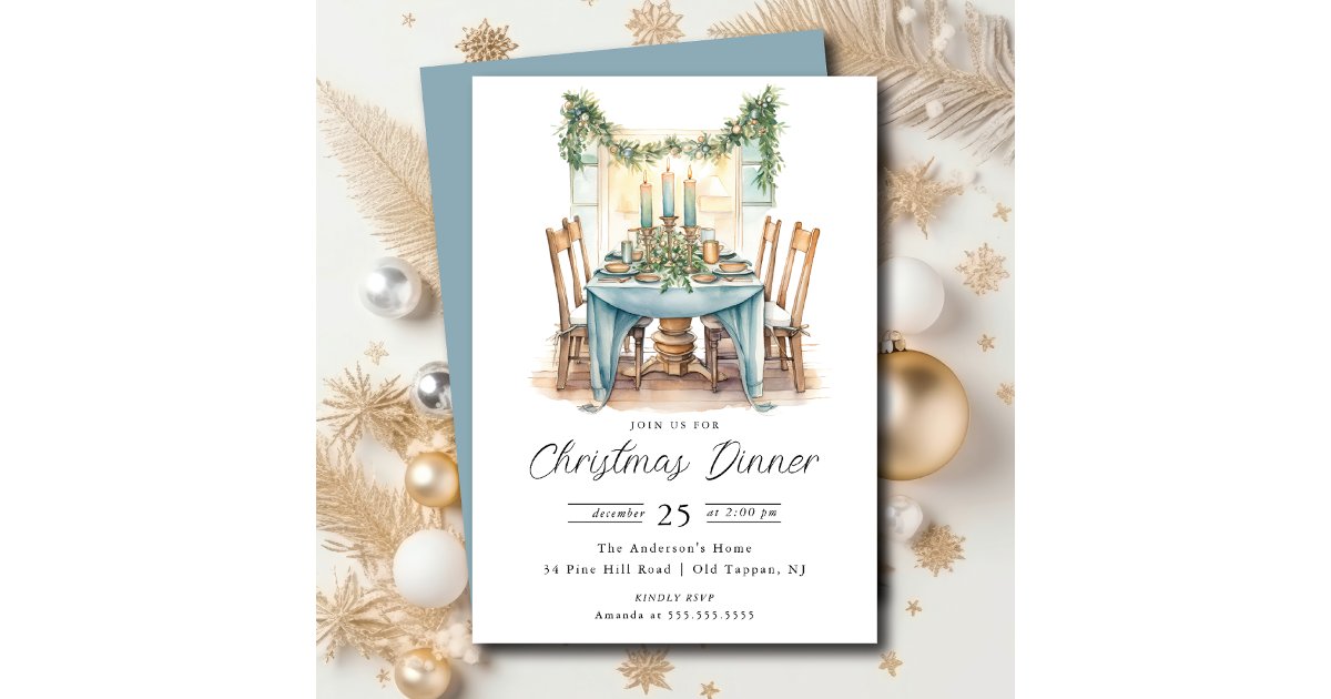 Yuletide Gathering Christmas Dinner Invitation | Zazzle