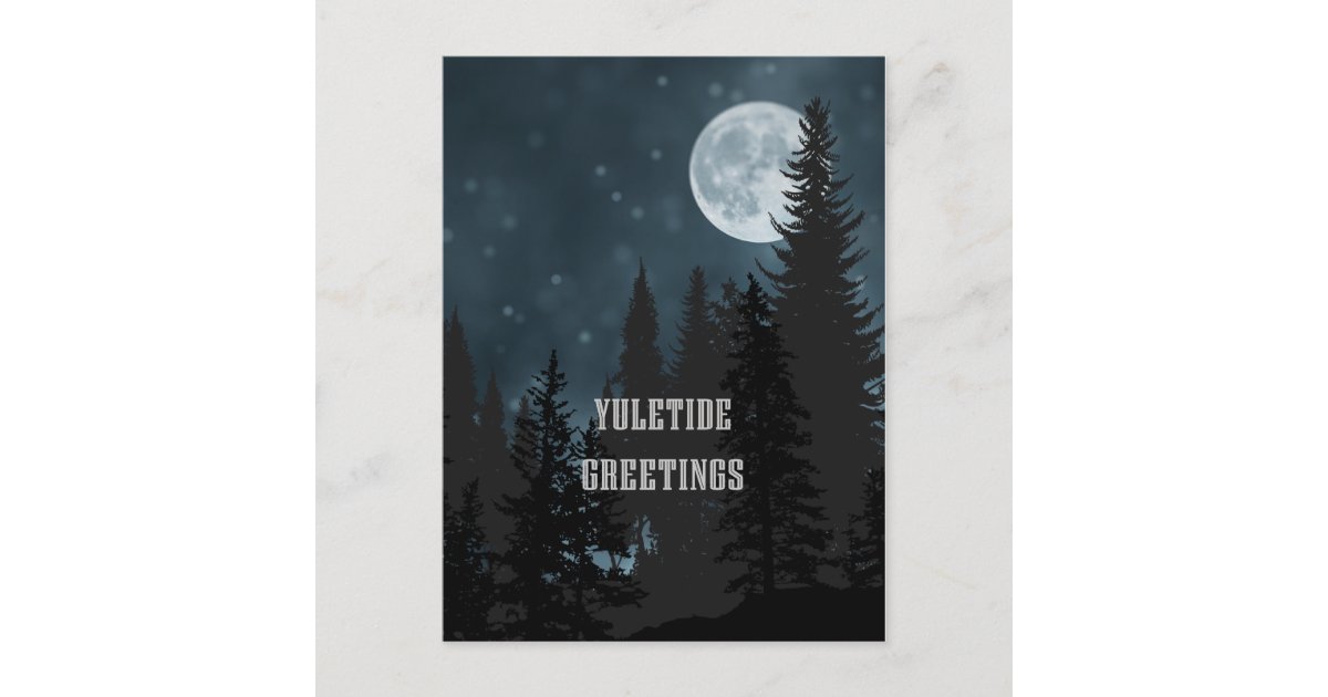 Yuletide Greetings - Yule Moon Postcard | Zazzle