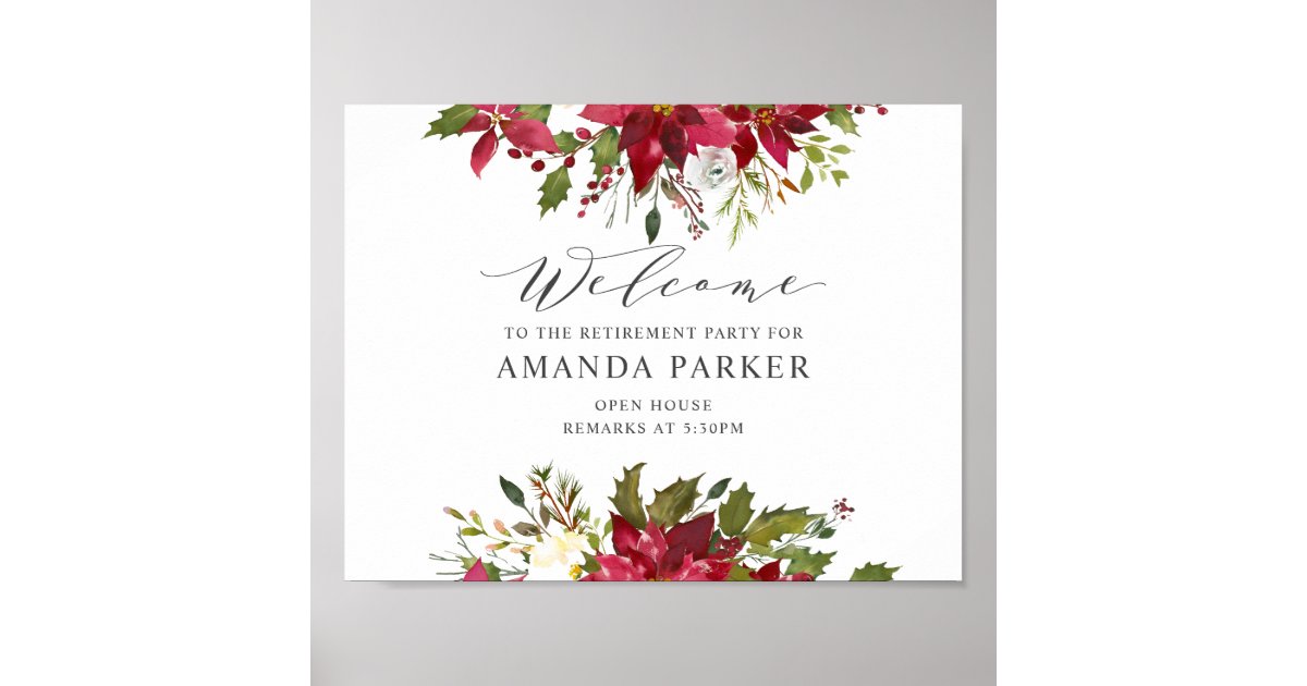 Yuletide Poinsettia Welcome Poster V2 | Zazzle