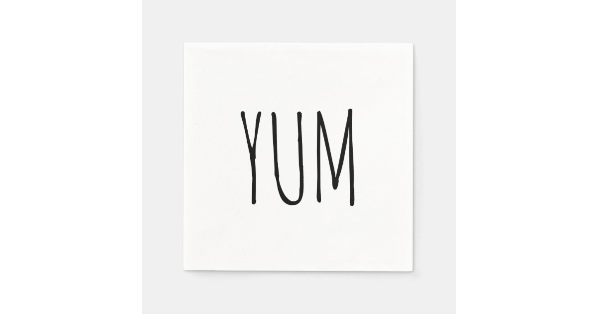 YUM Text On White Napkins | Zazzle