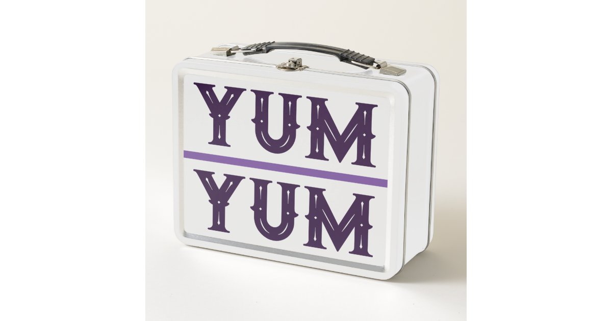 YUM YUM Lunch Box - Purple Font | Zazzle