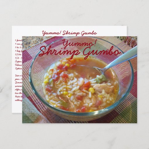 Yummo Shrimp Gumbo Recipe Card | Zazzle