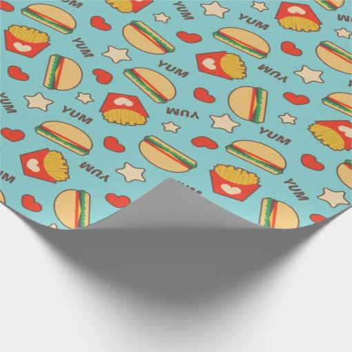 Yummy Cheeseburgers & French Fries Wrapping Paper | Zazzle