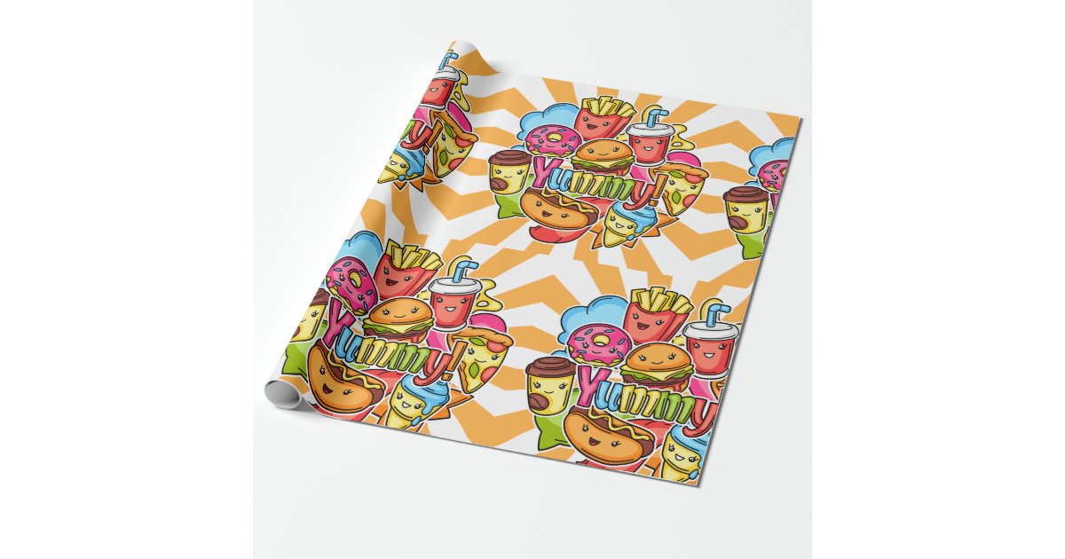Yummy Fast Food Wrapping Paper | Zazzle