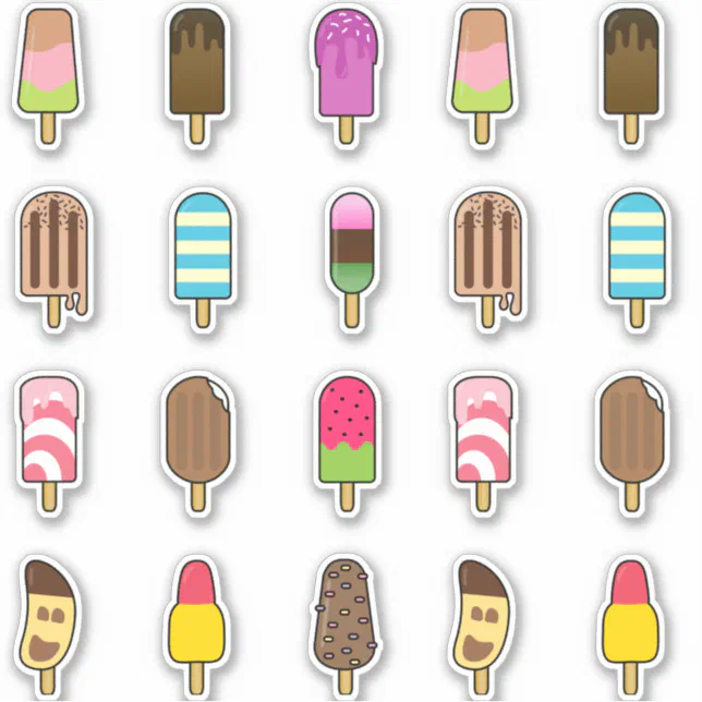 Yummy Popsicle Ice Cream Assortment Sticker | Zazzle