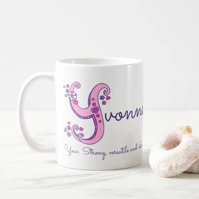 Yvonne name meaning personalized Y monogram mug | Zazzle