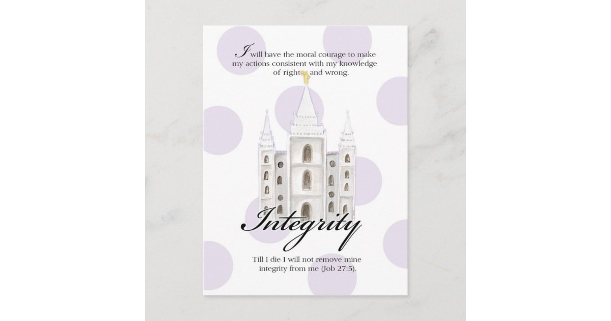 YW Value Card- Integrity Postcard | Zazzle