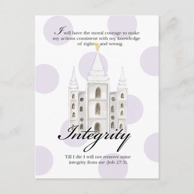 YW Value Card- Integrity Postcard | Zazzle