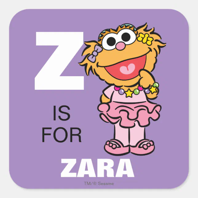 Z is for Zoe | Add Your Name Square Sticker | Zazzle