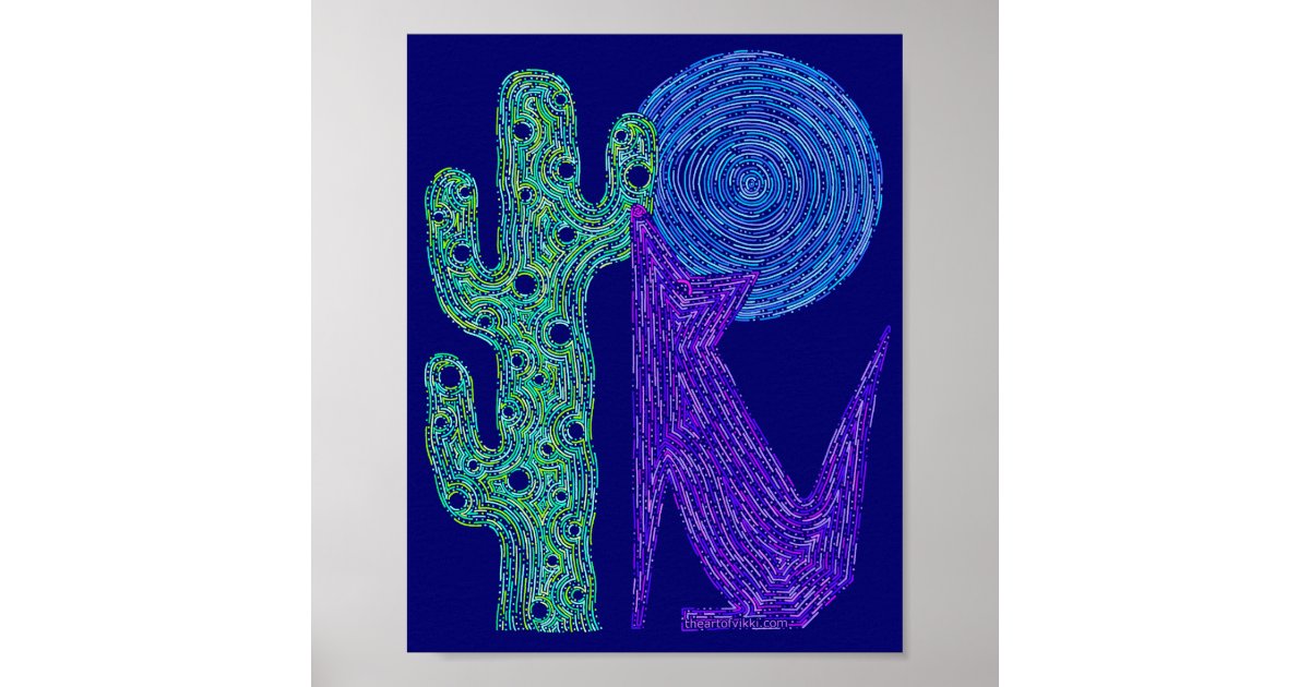 Z Purple Coyote Wolf Colorful Southwestern Design Poster | Zazzle Z Purple Coyote Wolf Colorful Southwestern Design Poster | Zazzle