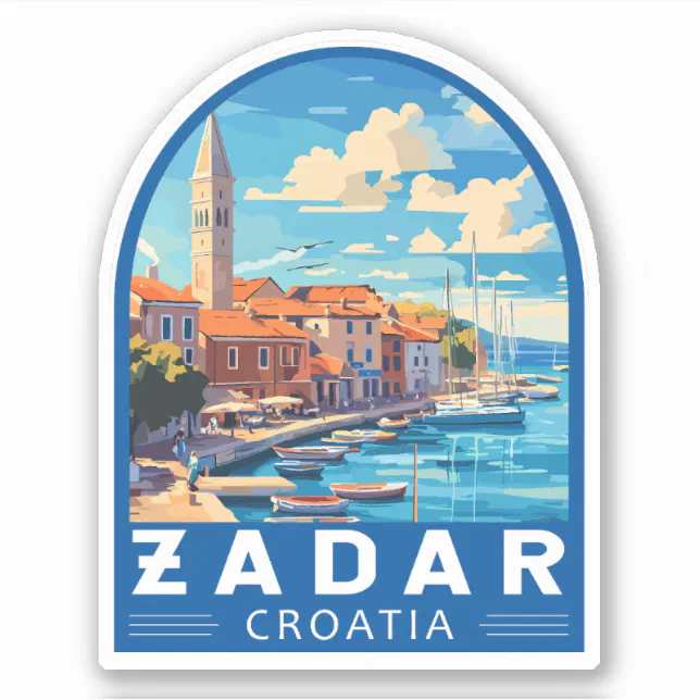 Zadar Croatia Travel Art Emblem Sticker | Zazzle