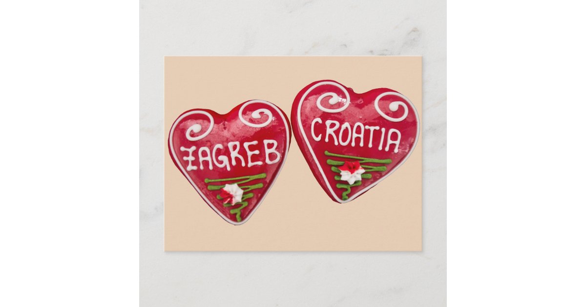 Zagreb, Croatia: Heart-Shaped Licitar Postcard | Zazzle