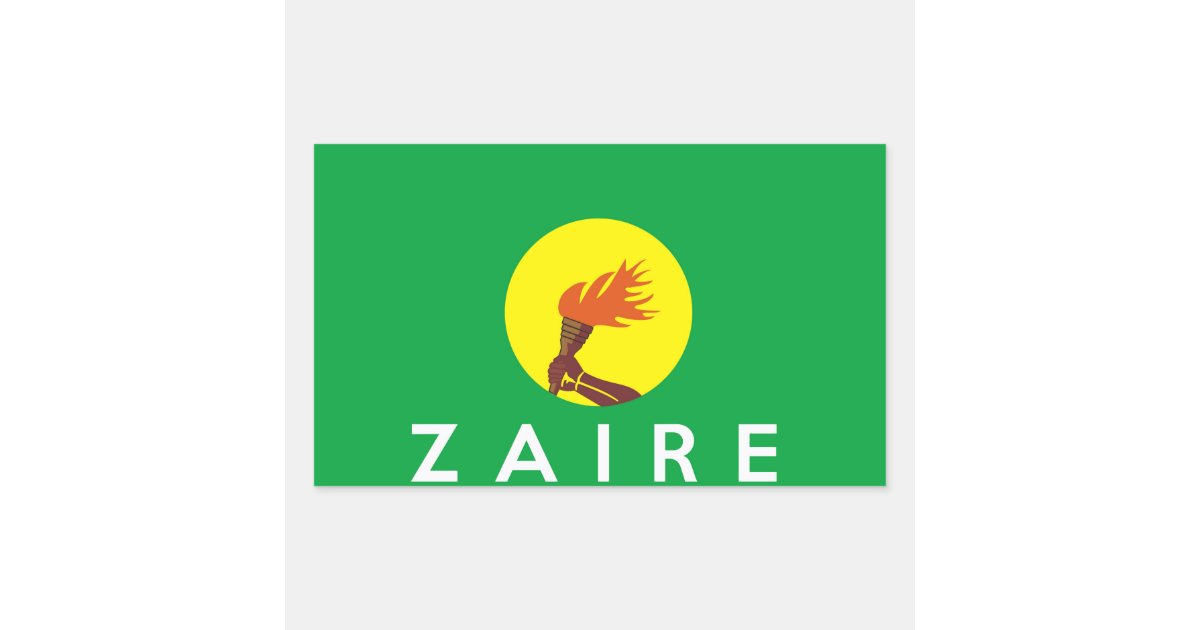 zaire congo country flag symbol name text rectangular sticker | Zazzle