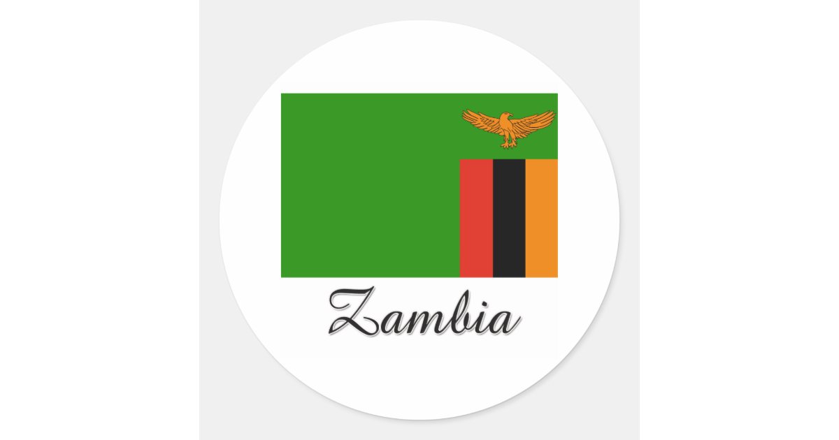 Zambia Flag Design Classic Round Sticker | Zazzle