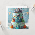 ZANY COMICAL KOOKY MONSTER CAKE BIRTHDAY INVITATION | Zazzle